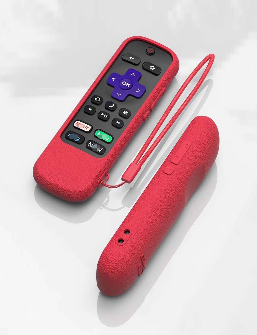 Roku Voice Remote Cover for Roku Voice Remote Pro 2nd Ed(2024), Roku TCL RC580,Stick 4k+,RCA1R 2022,RCAL7R Remote Shockproof Silicone Protective Case for Streaming Stick 4K with Remote Loop(Red)