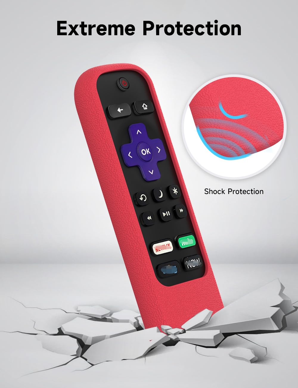 Roku Voice Remote Cover for Roku Voice Remote Pro 2nd Ed(2024), Roku TCL RC580,Stick 4k+,RCA1R 2022,RCAL7R Remote Shockproof Silicone Protective Case for Streaming Stick 4K with Remote Loop(Red)