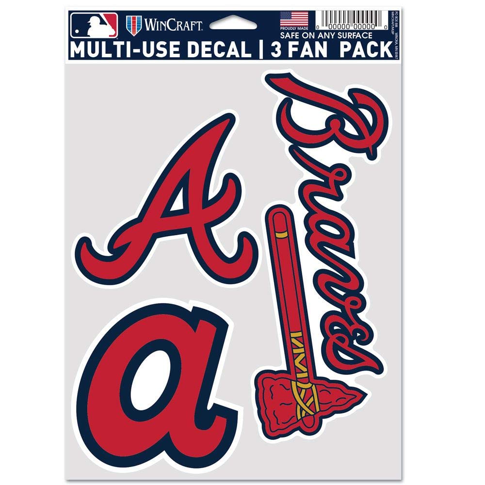 Wincraft MLB Atlanta Braves Decal Multi Use Fan 3 Pack, Team Colors, One Size