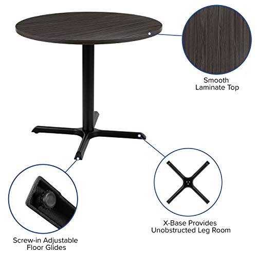 EMMA + OLIVER 36" Round Multi-Purpose Conference Table in Rustic Gray-Meeting Table for Office
