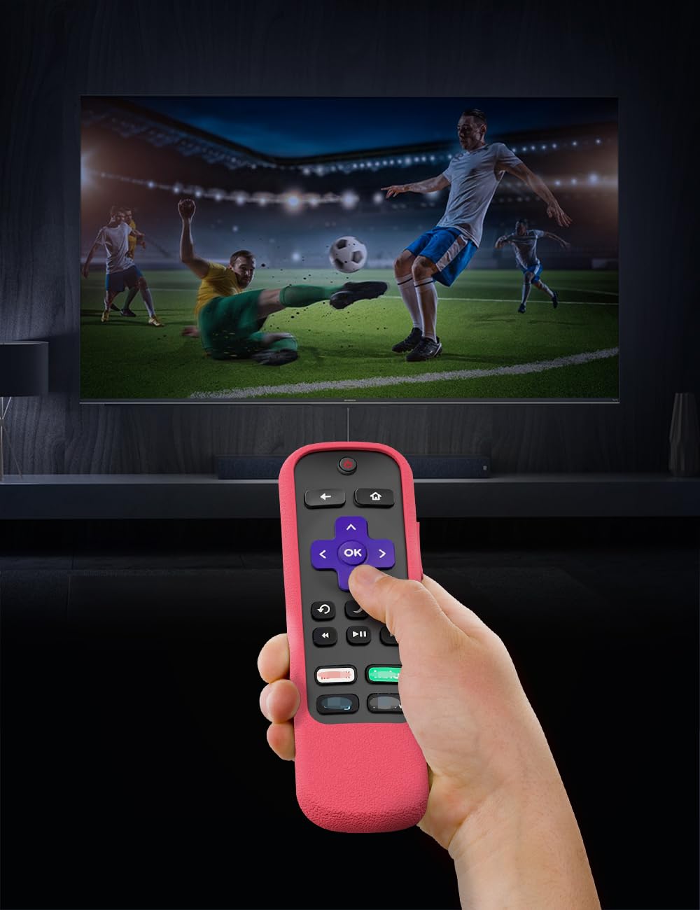 Roku Voice Remote Cover for Roku Voice Remote Pro 2nd Ed(2024), Roku TCL RC580,Stick 4k+,RCA1R 2022,RCAL7R Remote Shockproof Silicone Protective Case for Streaming Stick 4K with Remote Loop(Red)