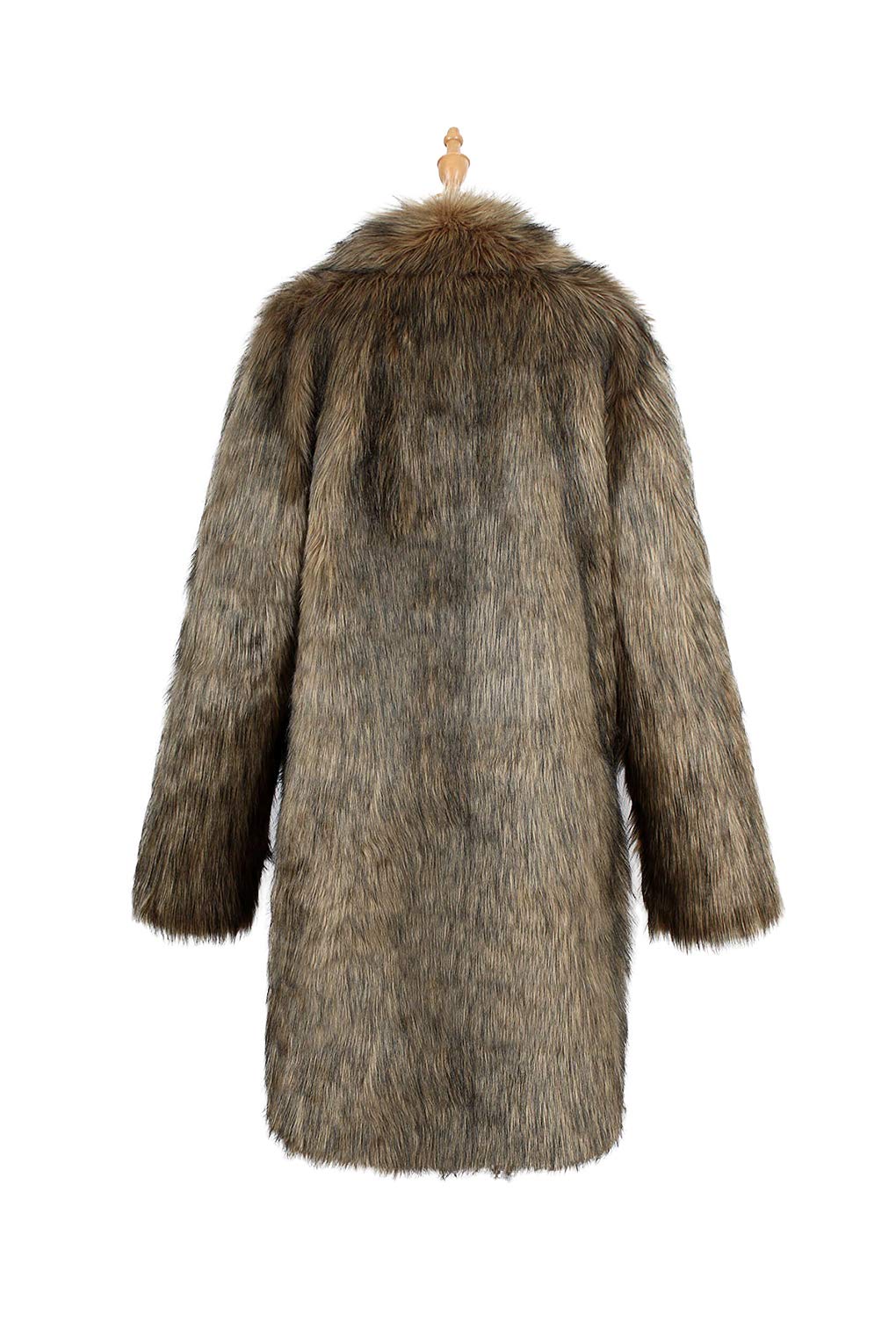 Lafee Bridal Men's Luxury Faux Fur Coat Jacket Winter Warm Long Coats Overwear Outwear (Large, Brown 2)