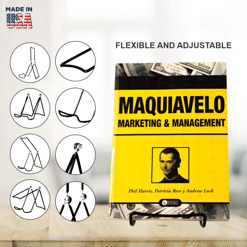 Made in USA 12-Pack Sturdy & Durable Adjustable Metal Easels to Display Books, Frames, Comics, Plates & More - Unique on The Market