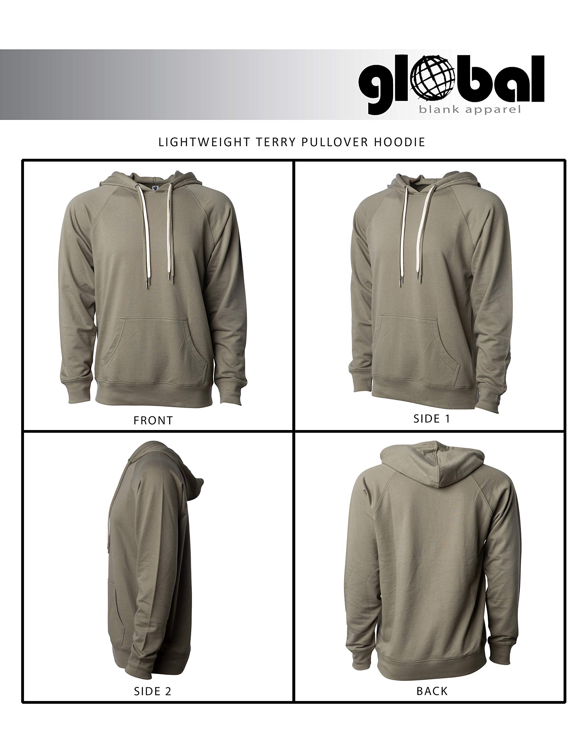 Global Blank French Terry Sweatshirts for Women, Lightweight Pullover Hoodie, Olive Green, Medium