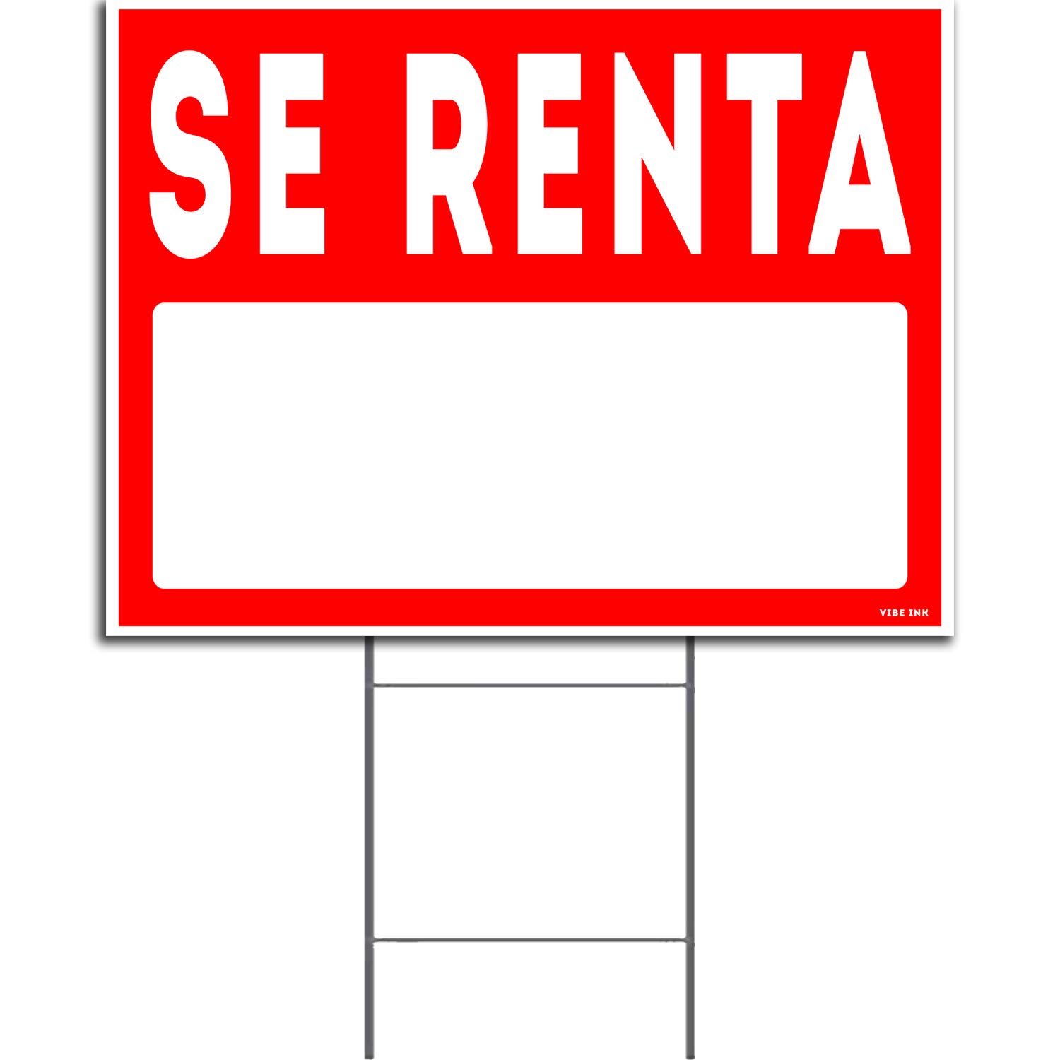 Large 24" x 18" - SE RENTA - Spanish Home For Rent Yard Sign with Metal Ground Stake Included - Double Sided - Waterproof - Made in America!