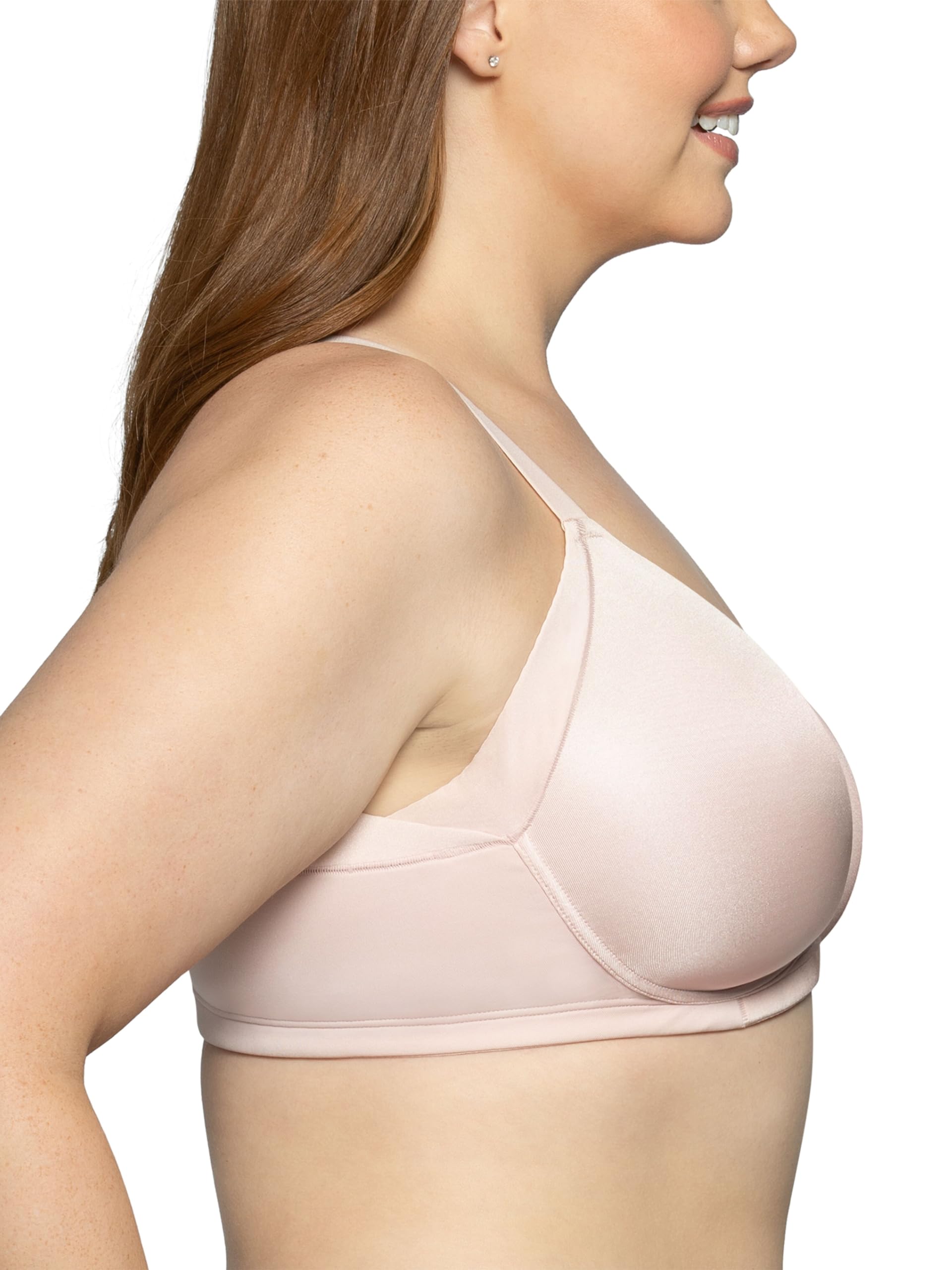 Vanity Fair Women's Full Figure Wireless Bra, Extended Side & Back Smoothing, Lightly Lined Cups up to DDD, Quartz, 44B