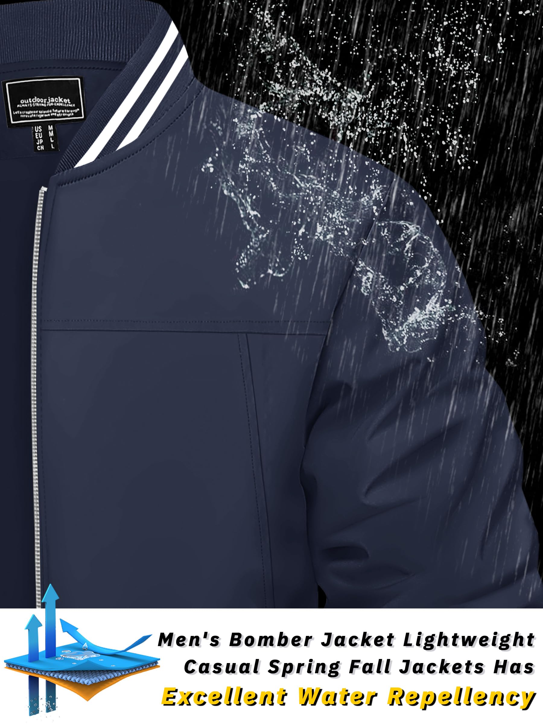 TACVASEN Mens Jackets Lightweight Men's Jackets Stylish Men's Casual Jacket Outdoor Windbreaker Lightweight Bomber Coats Hiking Jacket
