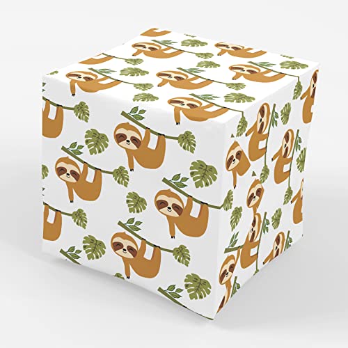 Stesha Party Sloth Wrapping Paper Gift Wrap for Kids - Folded Flat 30 x 20 Inch - 3 Sheets