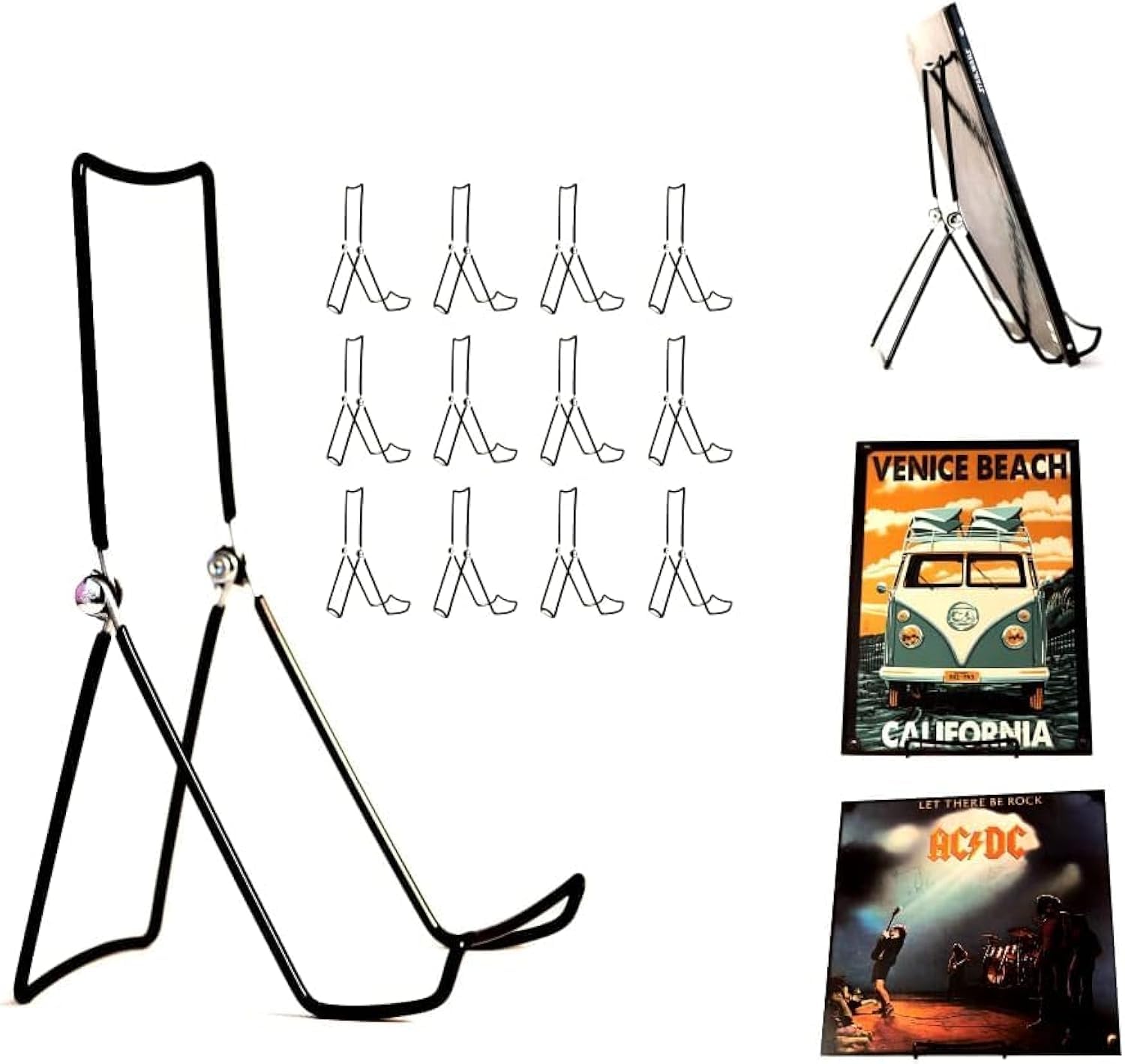 Made in USA 12-Pack Sturdy & Durable Adjustable Metal Easels to Display Books, Frames, Comics, Plates & More - Unique on The Market