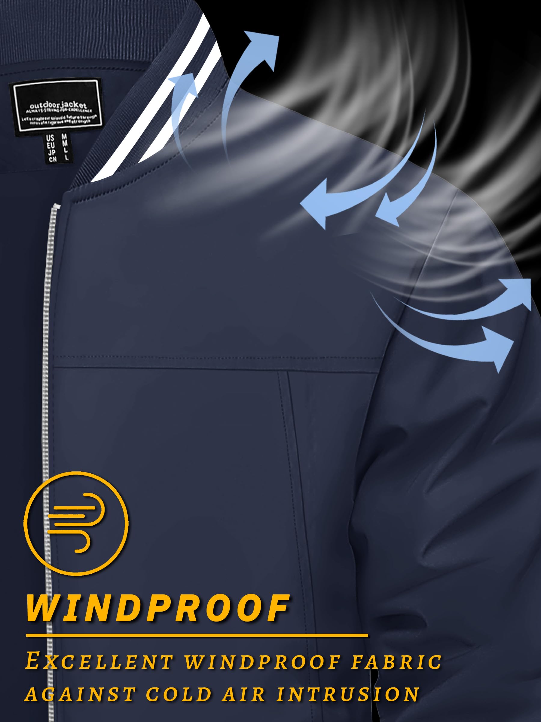 TACVASEN Mens Jackets Lightweight Men's Jackets Stylish Men's Casual Jacket Outdoor Windbreaker Lightweight Bomber Coats Hiking Jacket