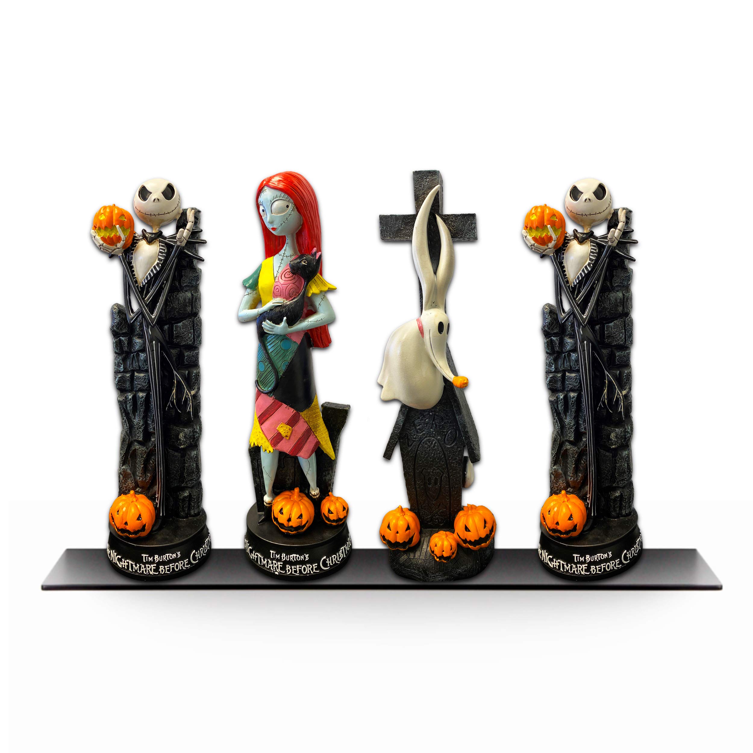Nightmare Before Christmas Figurines Set ~ 4 Pack Figure Statues Featuring Jack Skellington, Sally, and Zero (Nightmare Before Christmas Decorations)