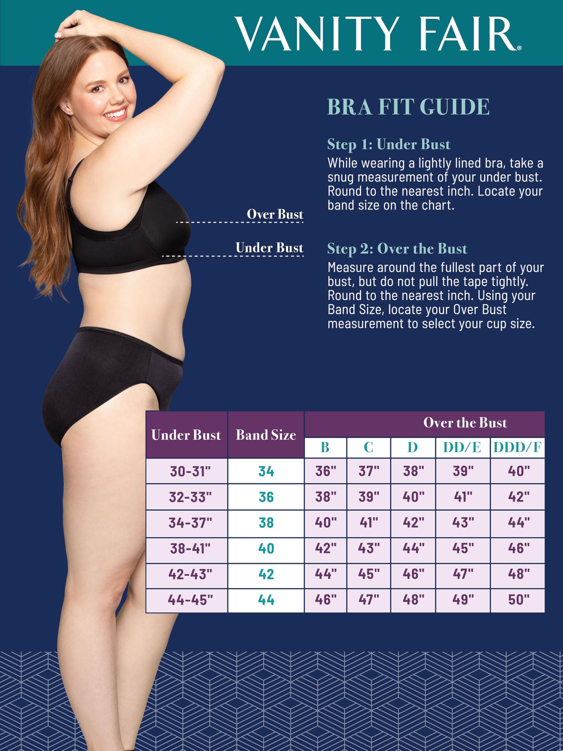 Vanity Fair Women's Full Figure Wireless Bra, Extended Side & Back Smoothing, Lightly Lined Cups up to DDD, Quartz, 44B