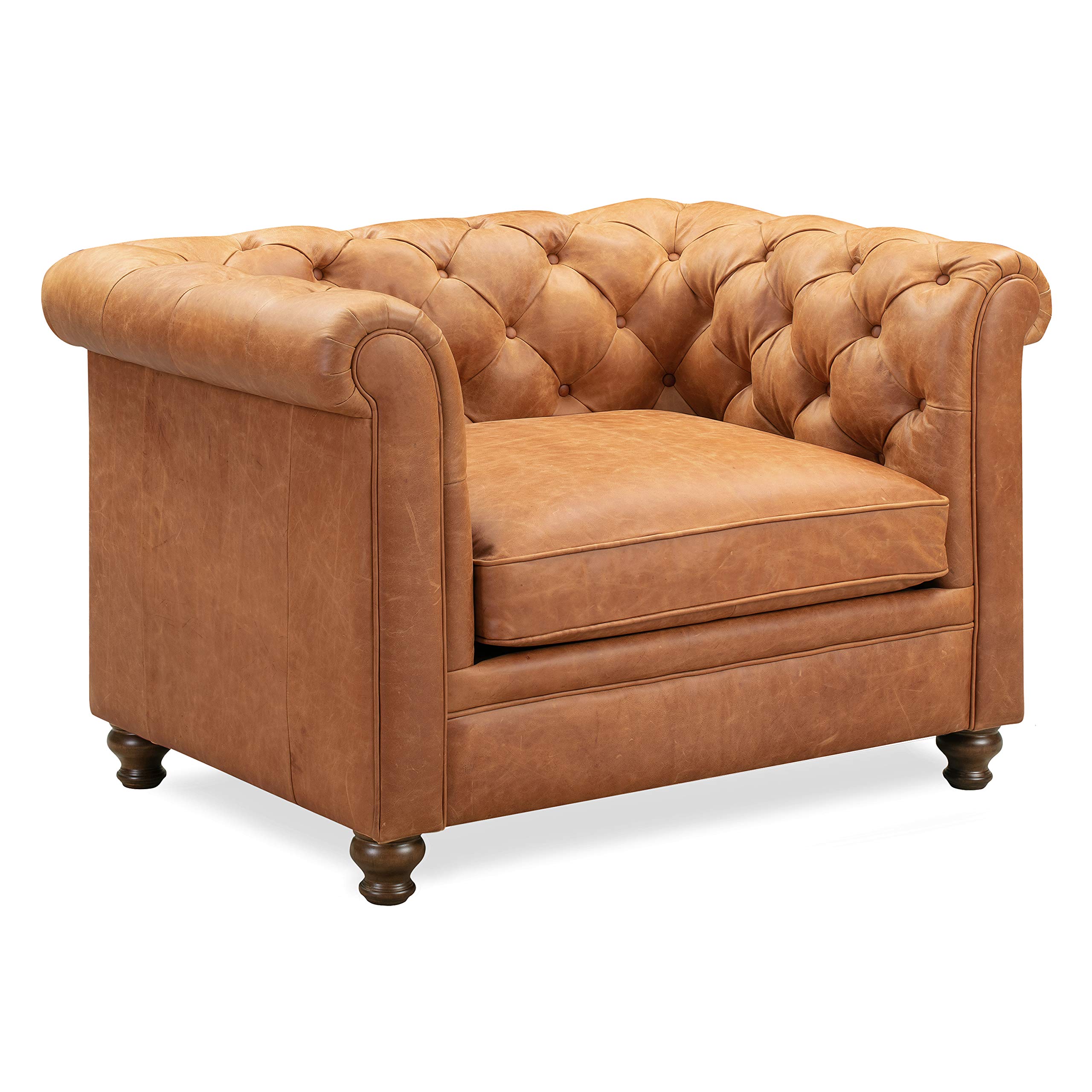 POLY & BARK Lyon Lounge Chair in Full-Grain Pure-Aniline Italian Leather in Cognac Tan