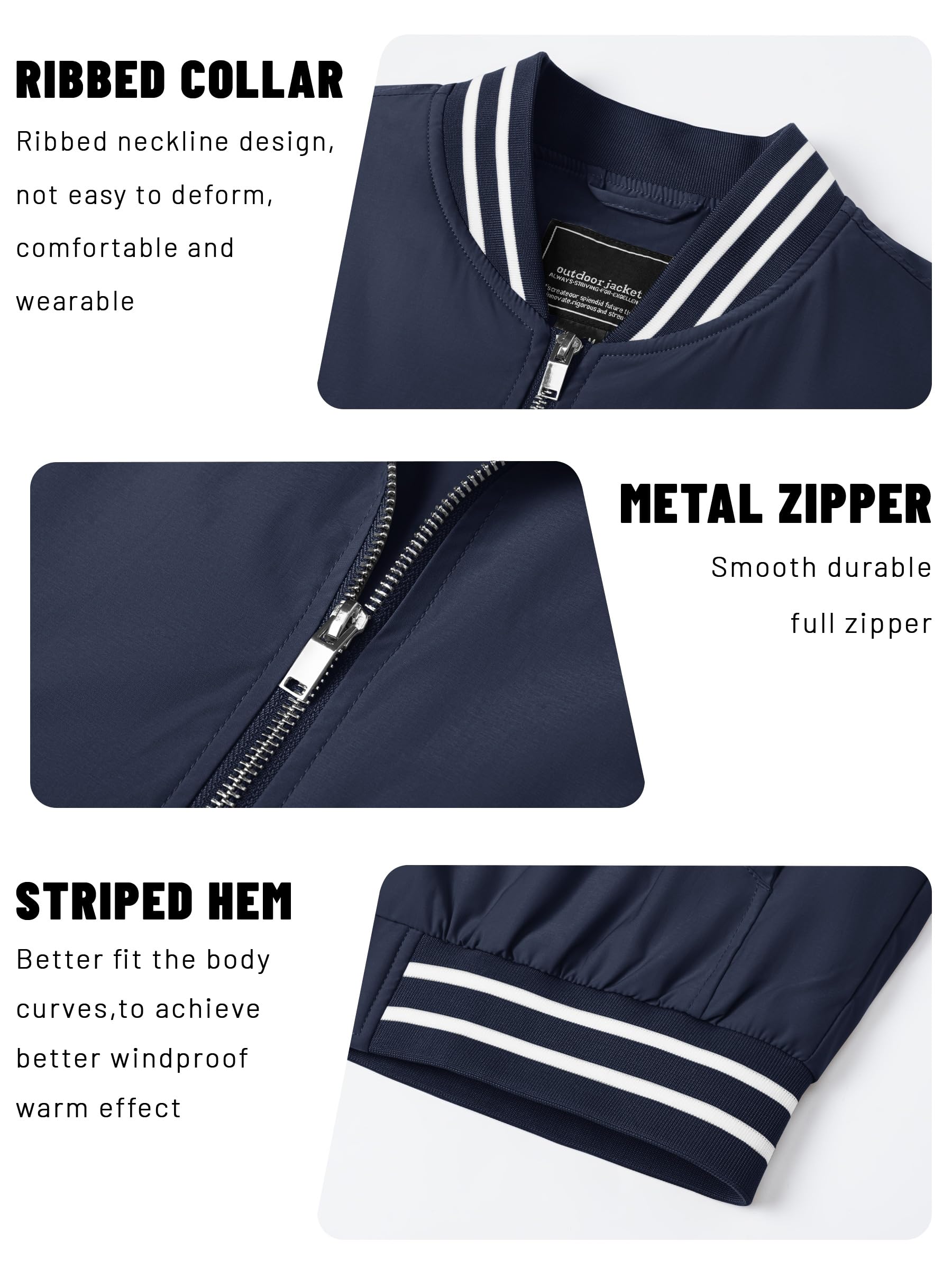 TACVASEN Mens Jackets Lightweight Men's Jackets Stylish Men's Casual Jacket Outdoor Windbreaker Lightweight Bomber Coats Hiking Jacket