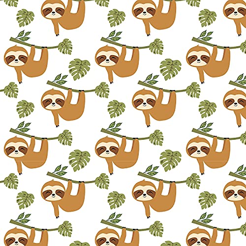 Stesha Party Sloth Wrapping Paper Gift Wrap for Kids - Folded Flat 30 x 20 Inch - 3 Sheets