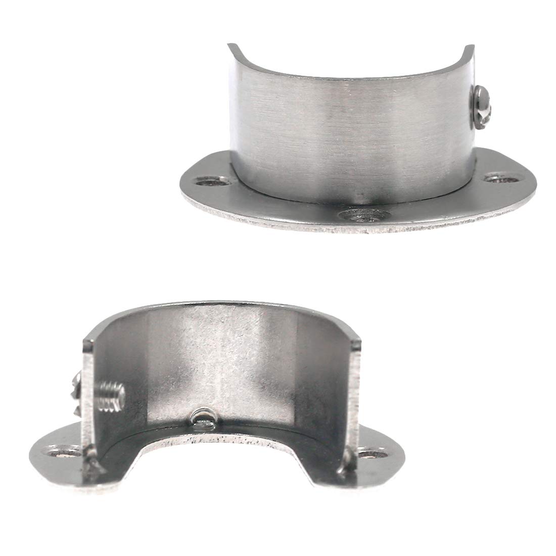 Seimneire 2pcs Heavy Duty Stainless Steel Rod Socket, Wardrobe Bracket Flange Rod Holder Closet Rod End Supports Fit 1-1/3" Diameter, U Shaped - Silver
