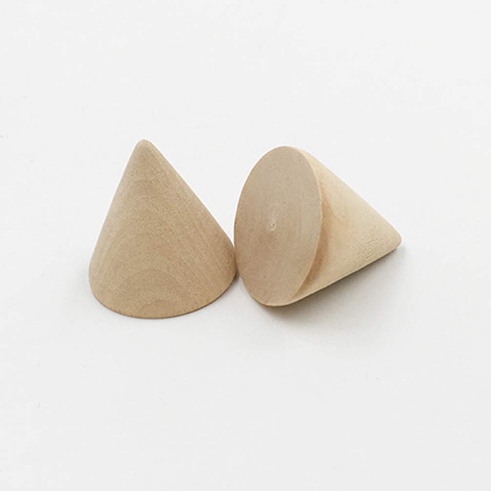SUPVOX 10pcs Natural Wood Cone Ring Holders Unpainted Wooden Cones to Craft Paint Jewelry Display Stand 3.1cm