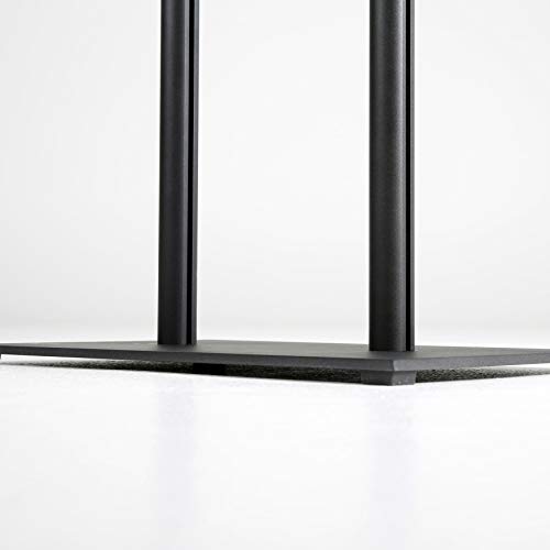 M&T Displays Tempered Clear Glass Podium Black Aluminum Body and Base 43.9 Inch Height Floor Standing Lectern Pulpit Desk
