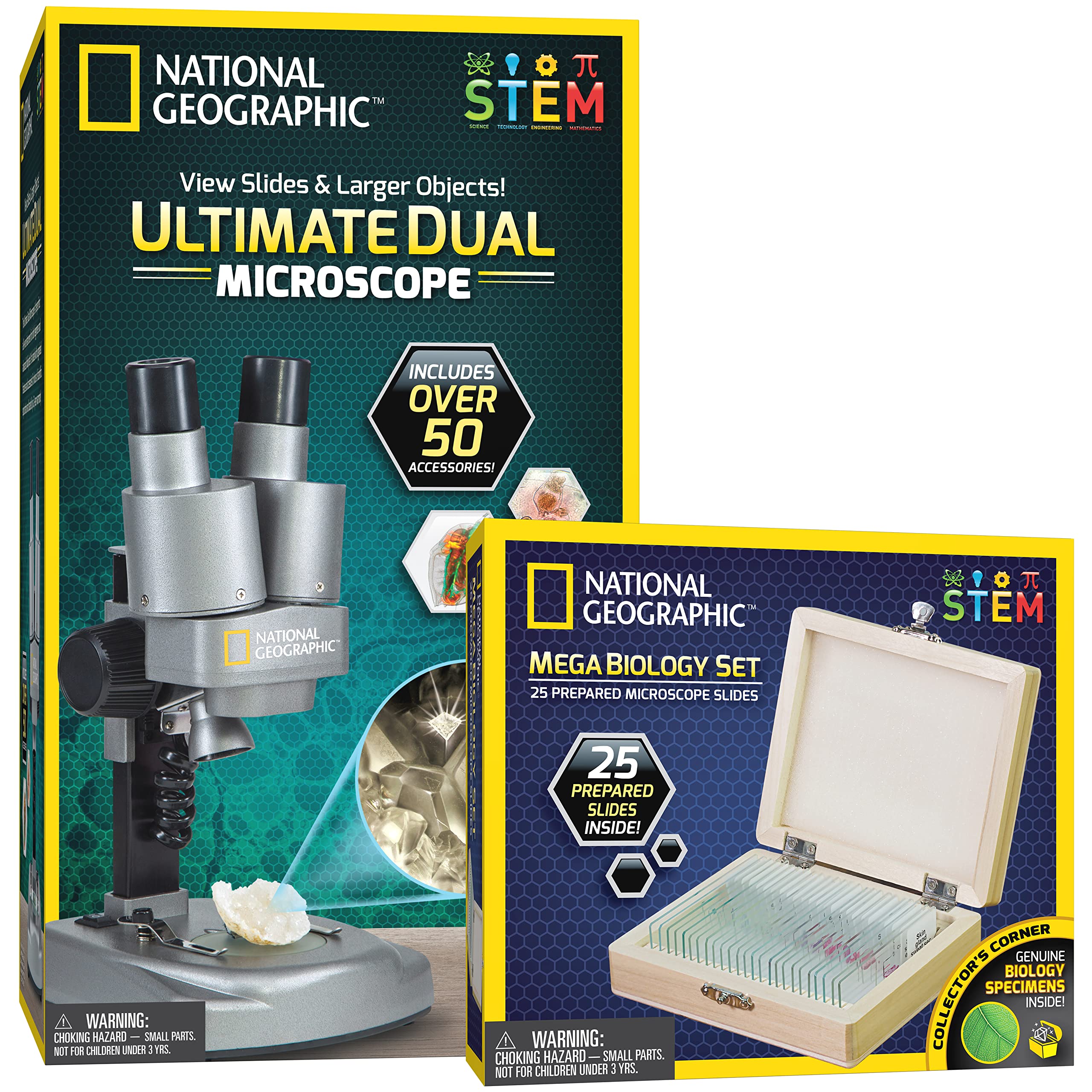 NATIONAL GEOGRAPHIC Kids Microscope Science Kit - Dual LED Microscope for Kids, Ultra Bright 20x & 50x Magnification, 35 Microscope Slides, Most Complete Microscope Kit for Kids 8-12, Biology for Kids