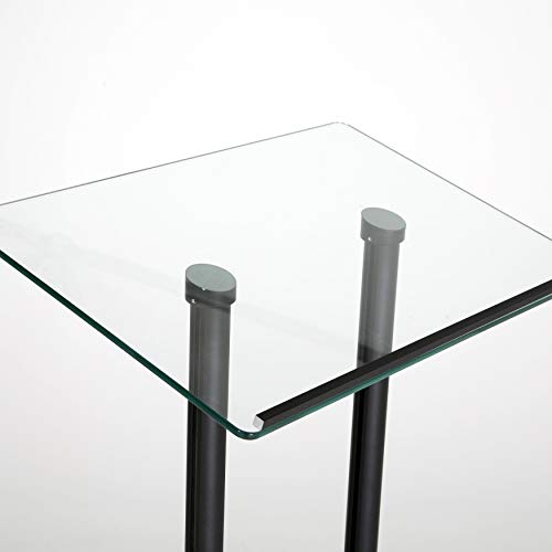 M&T Displays Tempered Clear Glass Podium Black Aluminum Body and Base 43.9 Inch Height Floor Standing Lectern Pulpit Desk