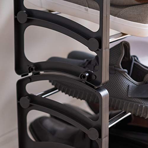 IRIS USA 2-Tier Shoe Rack, Up to 6 Pairs, Shoe Organizer for Closet Entryway Small Space, Shoe Storage Shelf, Tall Metal Shoe Rack, Shoe Stand, High-Heels