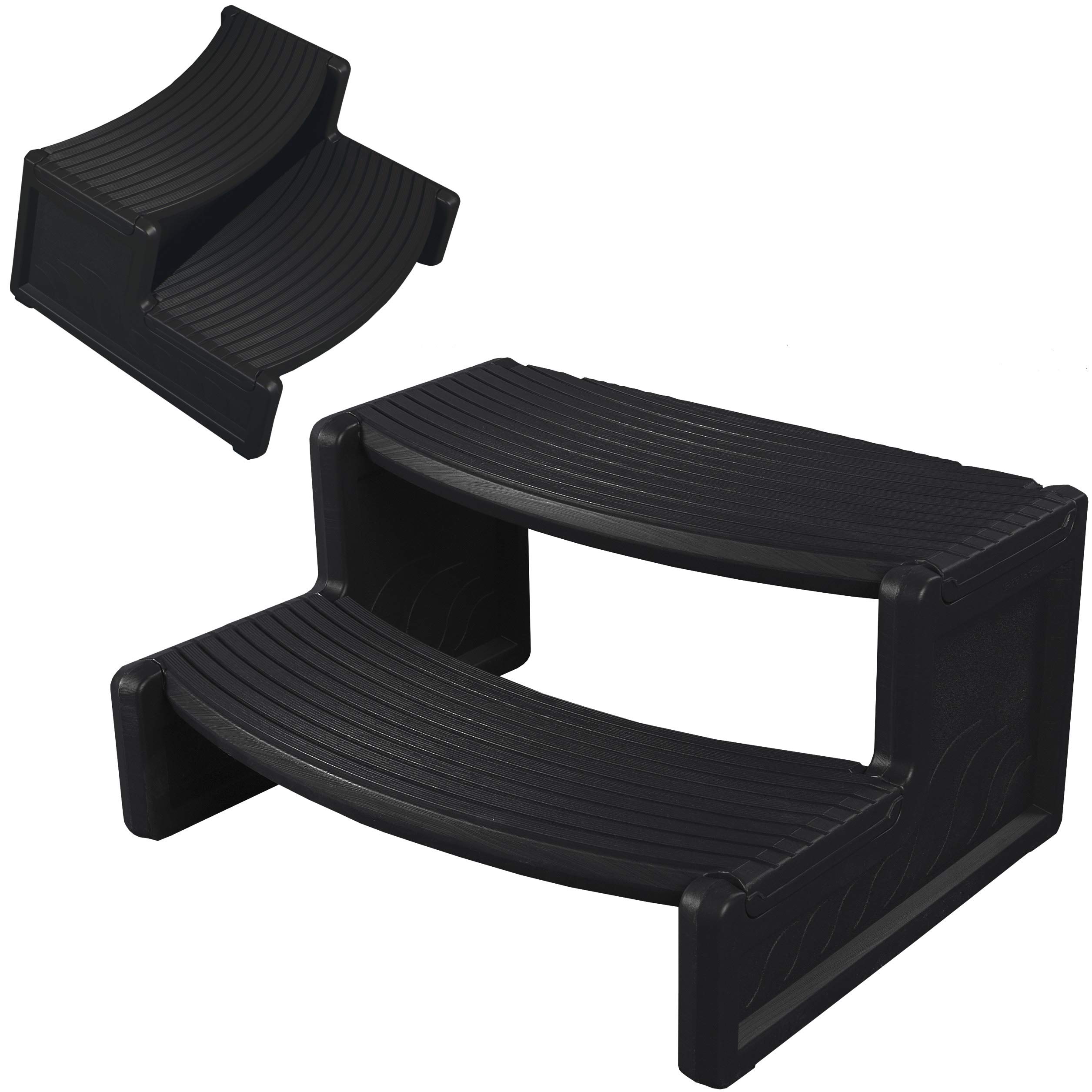 Black Waterproof Hot Tub Steps, NO Assembly Required, Compatible with Any Spa or Hot Tub, Slip Resistant Outdoor Steps, 6 x 32 x 14 Inches, Aqua Life by Strong Spas