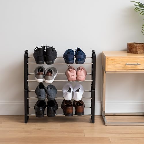 IRIS USA 2-Tier Shoe Rack, Up to 6 Pairs, Shoe Organizer for Closet Entryway Small Space, Shoe Storage Shelf, Tall Metal Shoe Rack, Shoe Stand, High-Heels