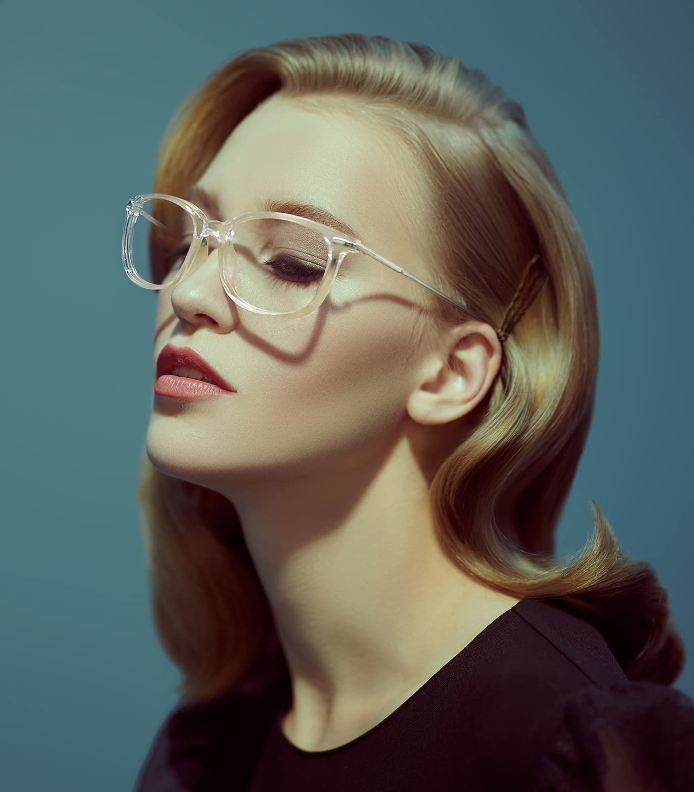 GQUEEN Fashion Fake Glasses Non Prescription Glasses Clear Lens Glasses Nerd Plain Frames Women Men, 201579