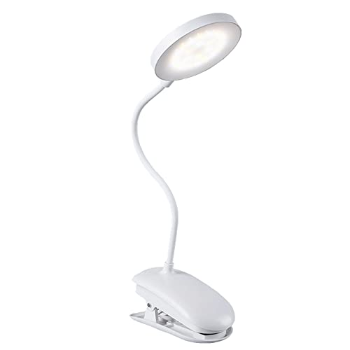 Clip on Light Reading lamp,24 LED USB Book Lamp with 3 Color Modes 3 Brightness,Eye Protection Reading Clamp Light for Desk, Bed Headboard & Computer (White)