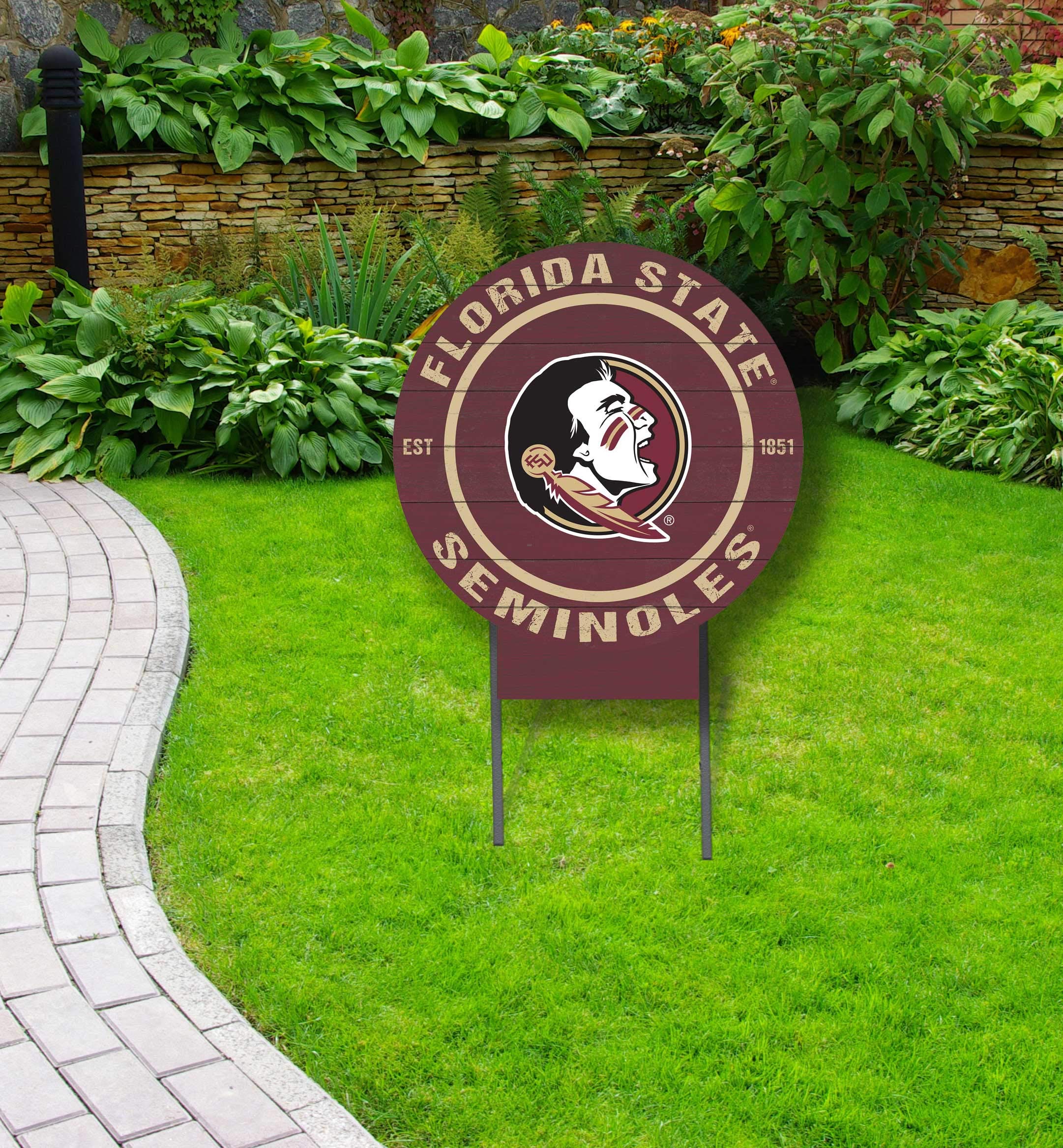 KH Sports Fan Florida State Seminoles 20"x20" Circle Lawn Sign, Team Color