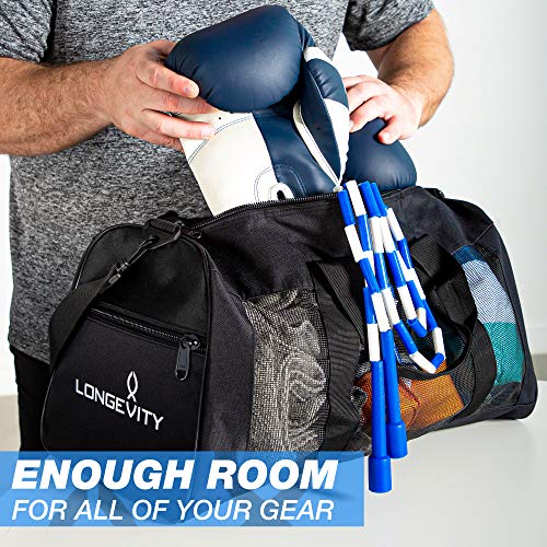 Longevity Gear Duffle Mesh Bags With Bottle Pocket, Breathable Duffel Bag for Sweaty Clothes and Equipment, Workout Bag, Gym Bag, Wrestling Bag, Swimmers, Active Athletes, | No More Stink