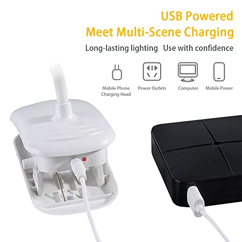 Clip on Light Reading lamp,24 LED USB Book Lamp with 3 Color Modes 3 Brightness,Eye Protection Reading Clamp Light for Desk, Bed Headboard & Computer (White)