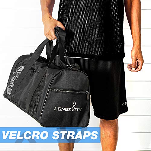 Longevity Gear Duffle Mesh Bags With Bottle Pocket, Breathable Duffel Bag for Sweaty Clothes and Equipment, Workout Bag, Gym Bag, Wrestling Bag, Swimmers, Active Athletes, | No More Stink