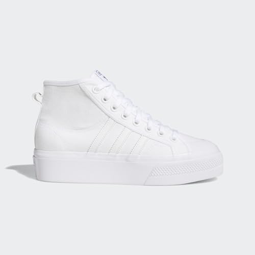 adidas Originals womens Nizza Platform Mid Sneaker, White/White/White, 8.5 US