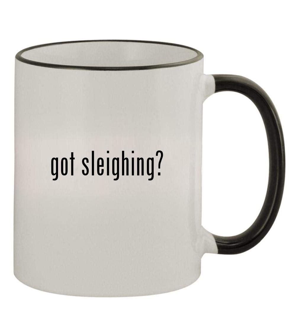 got sleighing? - 11oz Colored Handle and Rim Coffee Mug, Black