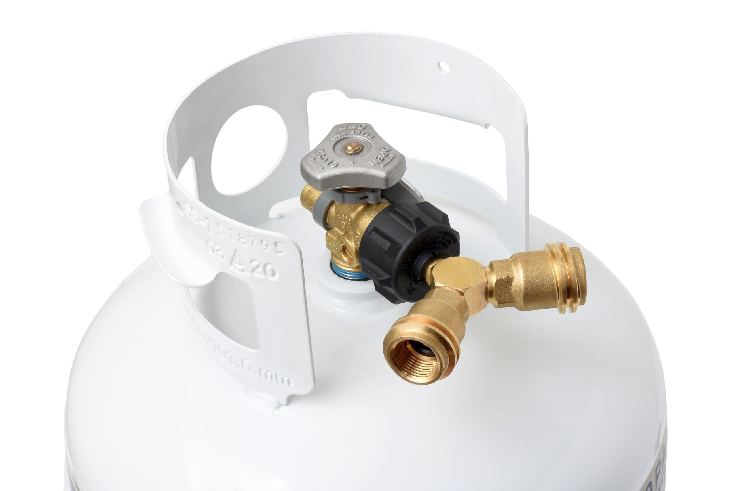 Flame King Propane Tank Y Splitter Adapter with Valves, 2-Way LP Gas Connector for 20lb Propane Tank Cylinders, Works with BBQ Grills, Camping Stoves, Gas Burners, Heaters