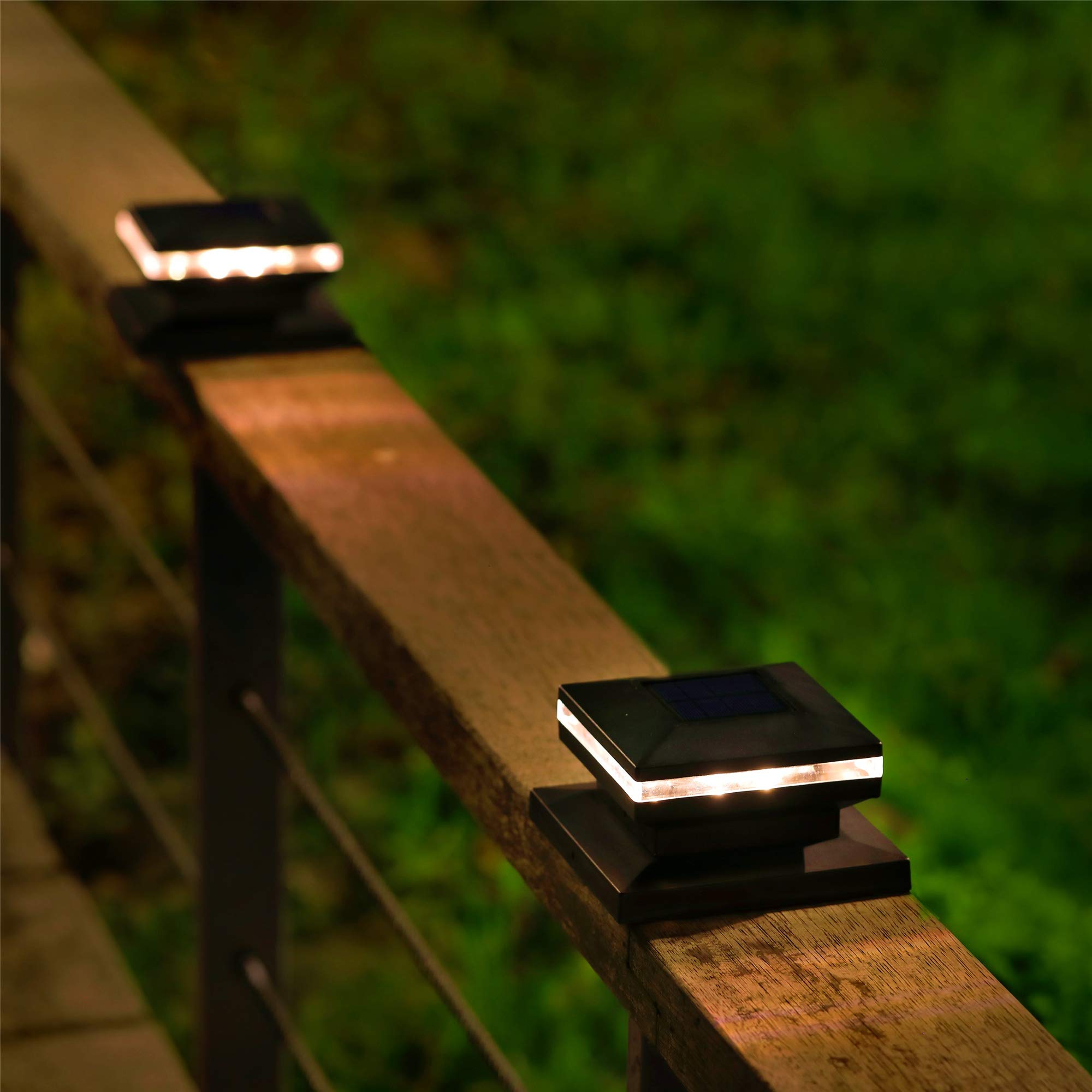 MAGGIFT 6 Pack Solar Post Lights, 15 Lumen Outdoor Post Cap Light for Fence Deck or Patio, Solar Powered Caps, Warm White High Brightness SMD LED Lighting, Lamp Fits 4x4, 5x5 or 6x6 Wooden Posts