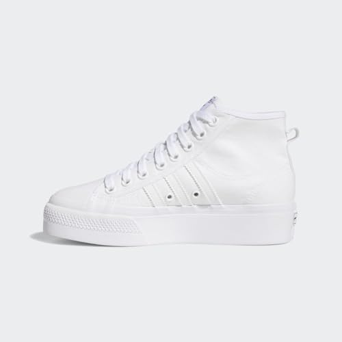adidas Originals womens Nizza Platform Mid Sneaker, White/White/White, 8.5 US