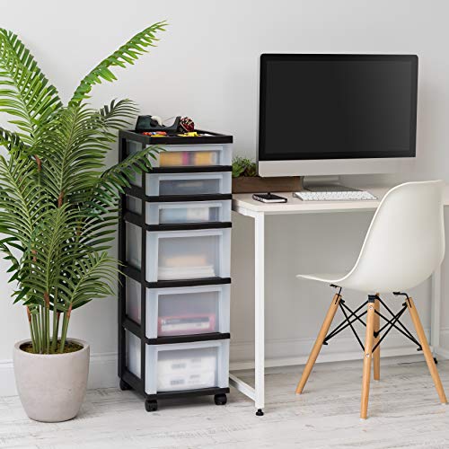 Unknown1 6-Drawer Storage Cart Black/Pearl Black Plastic Rolling