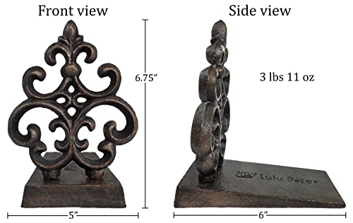 Lulu Decor, Cast Iron Fleur De Lis Door Stop, Door Stopper in Antique Black Finish, Beautiful and Useful Product (1 Piece)