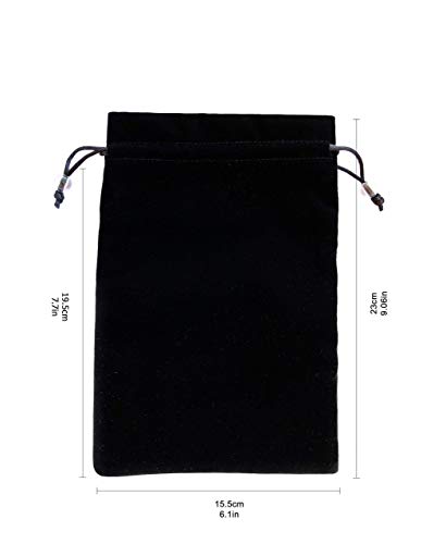 AirX Efendiz Drawstring Pouch, Black Velvet Bag 6.1X9 inches, with 2 compartments and Drawstrings for Gifts, Jewelry, Makeup, Power Bank, or Phone Accessories.