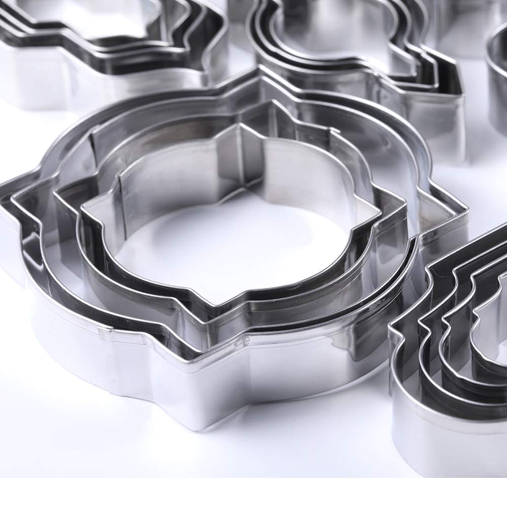 16 Pieces Frame Fondant Cutters Stainless Steel Sugar Cookie Cutters for Birthday Wedding Baby Shower Cookies Fondant Decorations