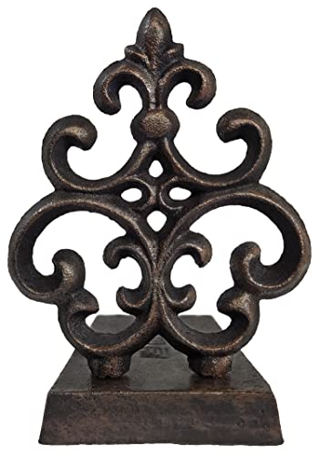 Lulu Decor, Cast Iron Fleur De Lis Door Stop, Door Stopper in Antique Black Finish, Beautiful and Useful Product (1 Piece)