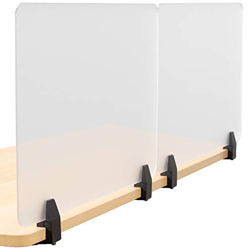 VIVO Dual Frosted Plexiglass 30 x 18 inch Clamp-on Desk Privacy Panels, Acrylic Cubicle Desk Dividers, Office Partitions, Pack of 2, PP-2-G060C