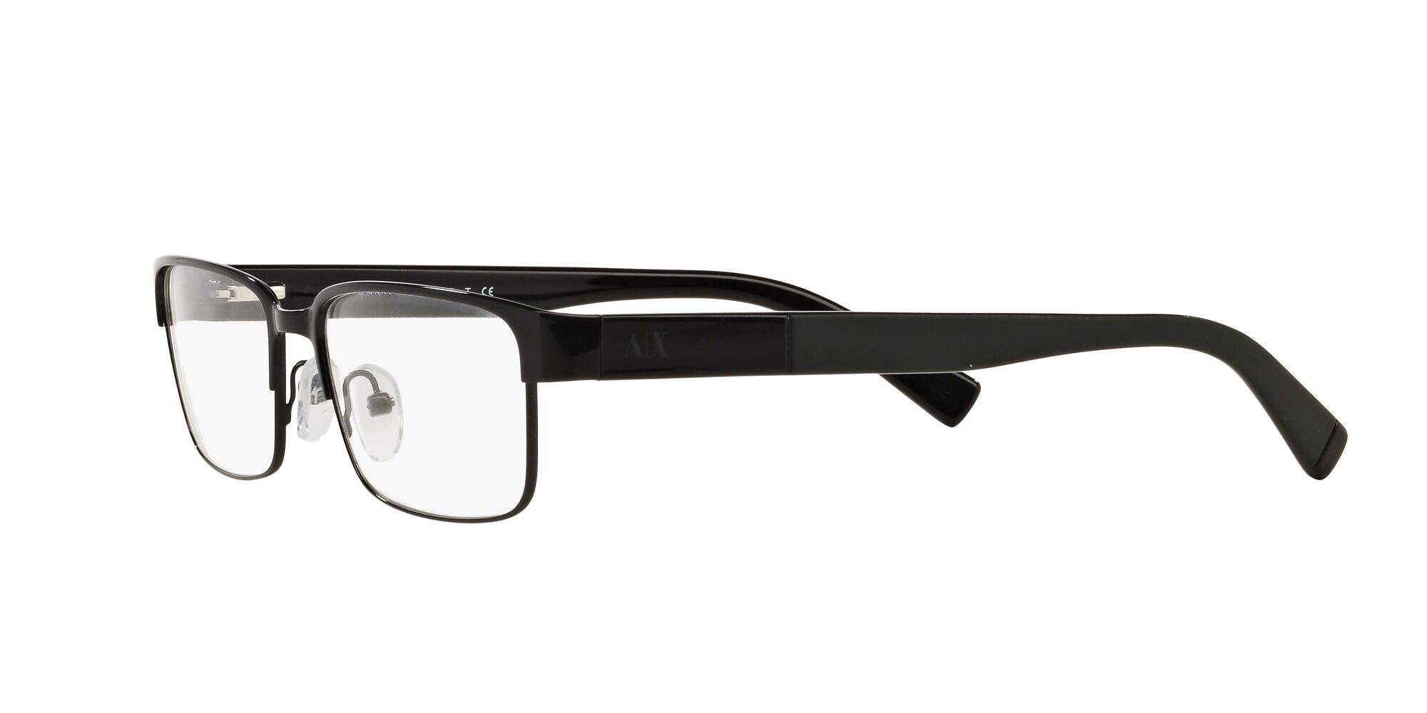 A|X ARMANI EXCHANGE Men's AX1017 Rectangular Prescription Eyeglass Frames, Black/Demo Lens, 56 mm