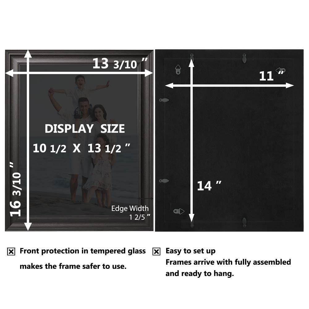 LaVie Home 11x14 Picture Frames (1 Pack, Black) Rustic Photo Frame Set with Tempered Glass for Wall Mount Display