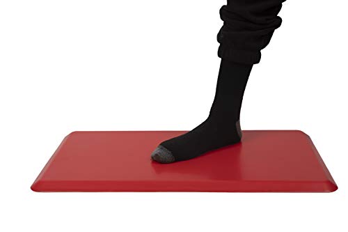 Mind Reader Anti Fatigue Comfort Floor Mat Kitchen Standing Mat Durable and Waterproof Perfect for Standup Desks, Kitchens, Garages, Relieves Foot, Knee, and Back Pain, 16.5" x 27", Red