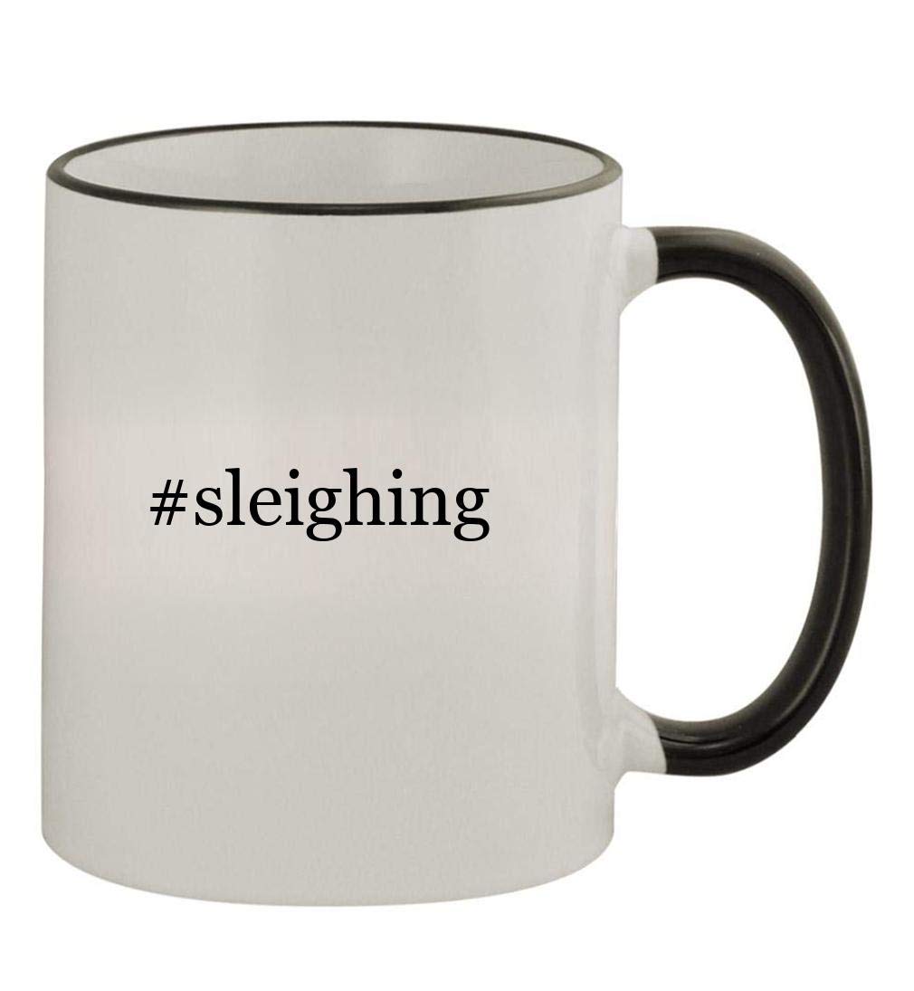 #sleighing - 11oz Colored Handle and Rim Coffee Mug, Black