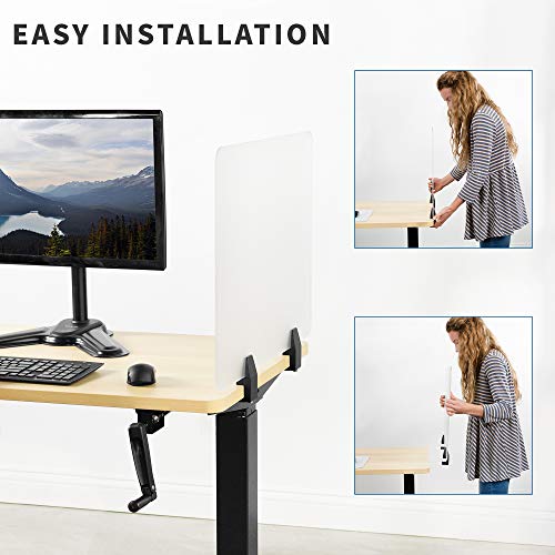 VIVO Dual Frosted Plexiglass 30 x 18 inch Clamp-on Desk Privacy Panels, Acrylic Cubicle Desk Dividers, Office Partitions, Pack of 2, PP-2-G060C