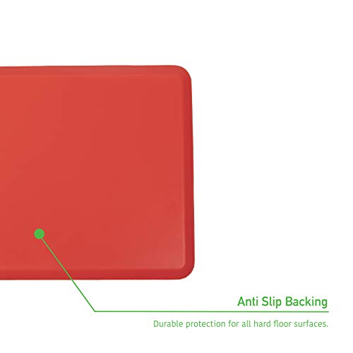 Mind Reader Anti Fatigue Comfort Floor Mat Kitchen Standing Mat Durable and Waterproof Perfect for Standup Desks, Kitchens, Garages, Relieves Foot, Knee, and Back Pain, 16.5" x 27", Red